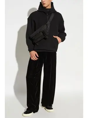 Saint Laurent Half-zip Hoodie With Embroidered Logo
