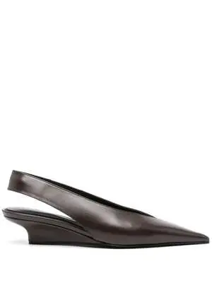 TOTEME 40mm The Wedge-heel Slingback Pumps - Brown