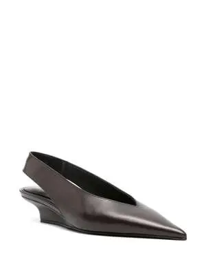 TOTEME 40mm The Wedge-heel Slingback Pumps - Brown