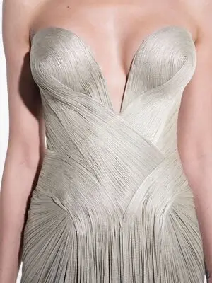 MARIA LUCIA HOHAN Bustier Front-slit Gown