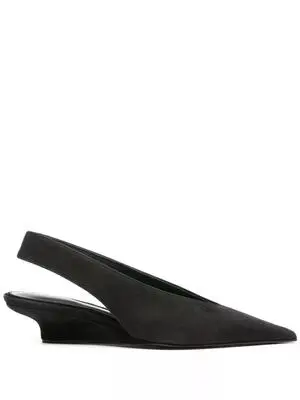 TOTEME Wedge-heel Suede Slingbacks - Black