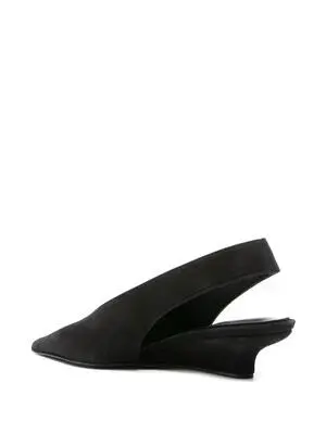 TOTEME Wedge-heel Suede Slingbacks - Black