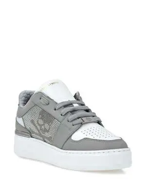 Philipp Plein Crystal Lo-top Leather Sneakers - Grey