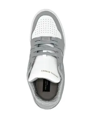 Philipp Plein Crystal Lo-top Leather Sneakers - Grey
