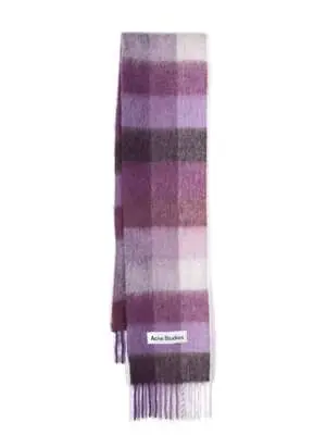 Acne Studios Logo-patch Checked Scarf - Purple