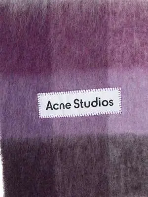 Acne Studios Logo-patch Checked Scarf - Purple