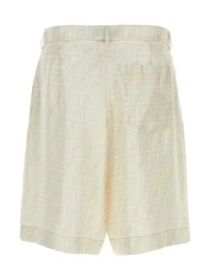 Fendi Ff Silk Shorts - Neutrals
