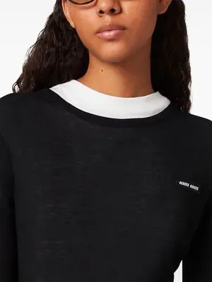Miu Miu Ribbed Knit Jersey Dress - Black
