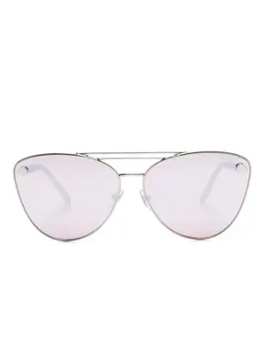 Versace Tubular Greca Cat-eye Sunglasses - Silver