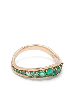 Fernando Jorge 18kt Rose Gold Stream Wave Emerald Ring - Pink
