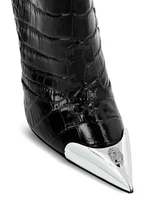 Philipp Plein 120mm Skull-appliqué Croco Boots