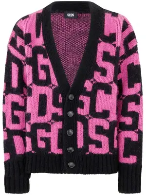 Gcds Monogram-pattern Cardigan - Pink