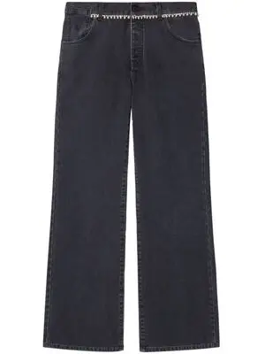 Off-White Belted Wide Leg Jeans