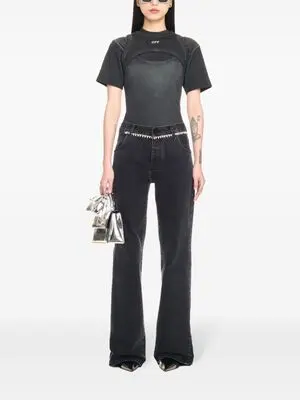 Off-White Belted Wide Leg Jeans