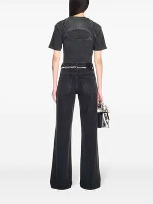 Off-White Belted Wide Leg Jeans