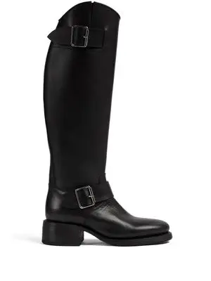 Dsquared2 Logo-debossed Leather Knee High Boots