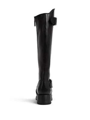 Dsquared2 Logo-debossed Leather Knee High Boots