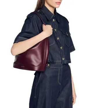 Sandro Tangoso Shoulder Bucket Bag - Black