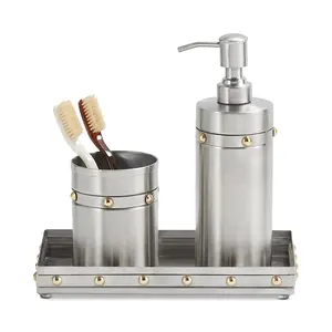 ROSELLI Rivets 3 Piece Bath Accessory Set - Silver