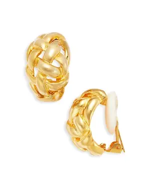KENNETH JAY LANE Weave Dome Clip-on Earrings - Gold