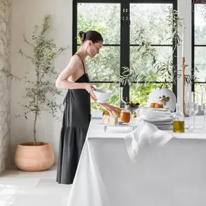PRATESI Tre Righe Table Runner, 15 X 90 - White/white