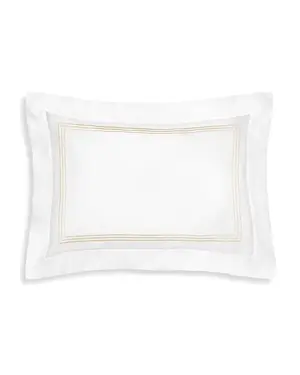 PRATESI Tre Righe Splendore Standard Sham - White/beige