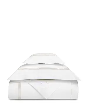 PRATESI Tre Righe Duvet Cover, Twin White/sage