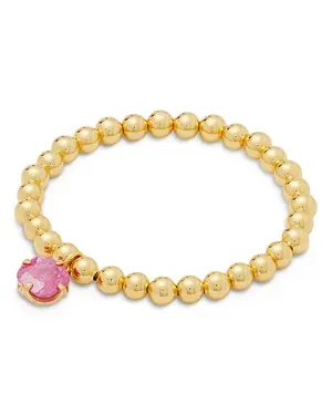 Kate Spade New York Cubic Zirconia Charm Beaded Stretch Bracelet - Pink/gold