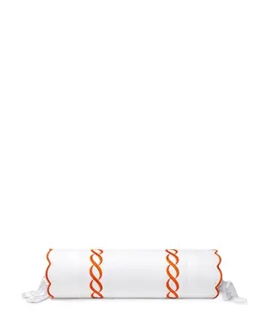 PRATESI Treccia Neckroll Sham - White/orange