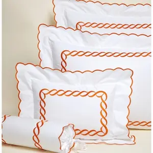 PRATESI Treccia Neckroll Sham - White/orange