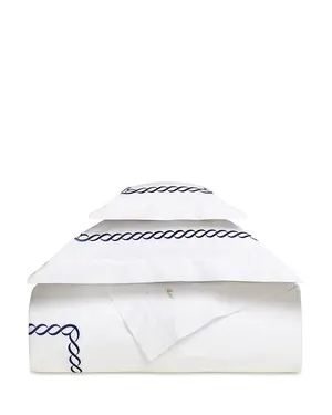 PRATESI Treccia Moderno Duvet Cover, Full/queen - White/navy