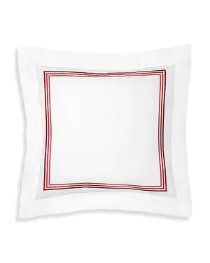 PRATESI Tre Righe Ombre Continental Euro Sham - White/scarlet