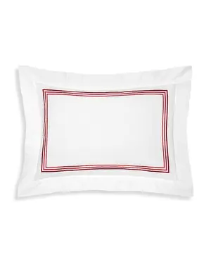 PRATESI Tre Righe Ombre Queen Sham - White/scarlet