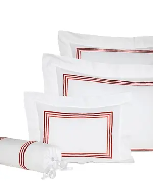 PRATESI Tre Righe Ombre Standard Sham - White/scarlet