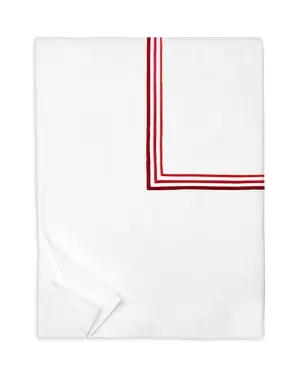 PRATESI Tre Righe Ombre Duvet Cover, Twin - White/scarlet