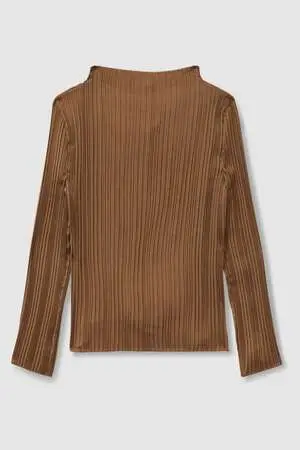 REISS Ember High Neck Plisse Top