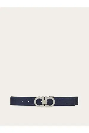 FERRAGAMO Adjustable Gancini Alligator Belt - Blue