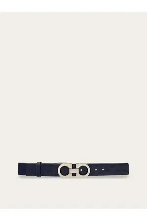 FERRAGAMO Adjustable Gancini Alligator Belt - Navy