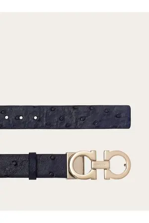 FERRAGAMO Adjustable Gancini Alligator Belt - Navy