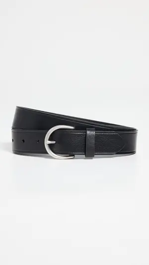 Madewell Medium Leather Belt - Black And Silver