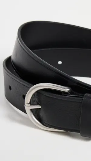 Madewell Medium Leather Belt - Black And Silver