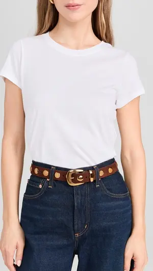 Madewell Studded Suede Western Belt - Soft Mahogany