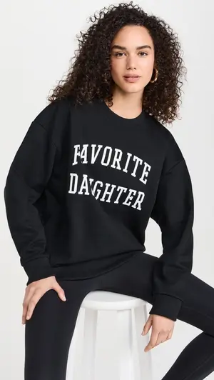 FAVORITE DAUGHTER Collegiate Fleece Sweatshirt - Black/white