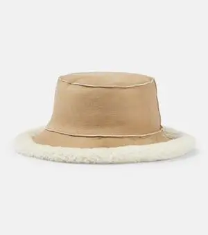 Brunello Cucinelli Reversible Shearling Bucket Hat - Brown