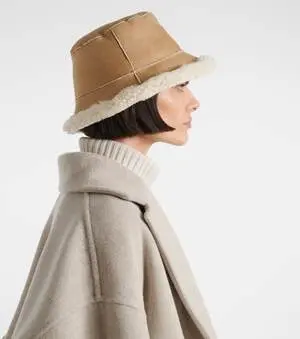 Brunello Cucinelli Reversible Shearling Bucket Hat - Brown