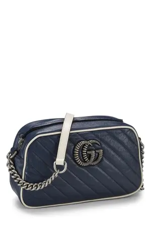Gucci Leather Torchon Marmont Crossbody - Blue