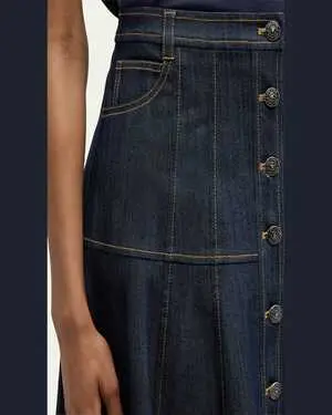 Cinq À Sept Veena Denim Midi Skirt - Indigo