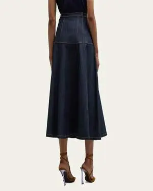 Cinq À Sept Veena Denim Midi Skirt - Indigo