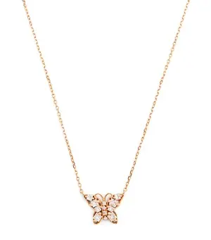 SUZANNE KALAN Mini Diamond Princess Butterfly Necklace - Rose Gold
