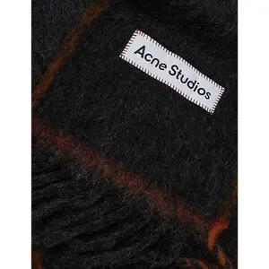 Acne Studios Logo-patch Narrow Textured-knit Scarf - Black